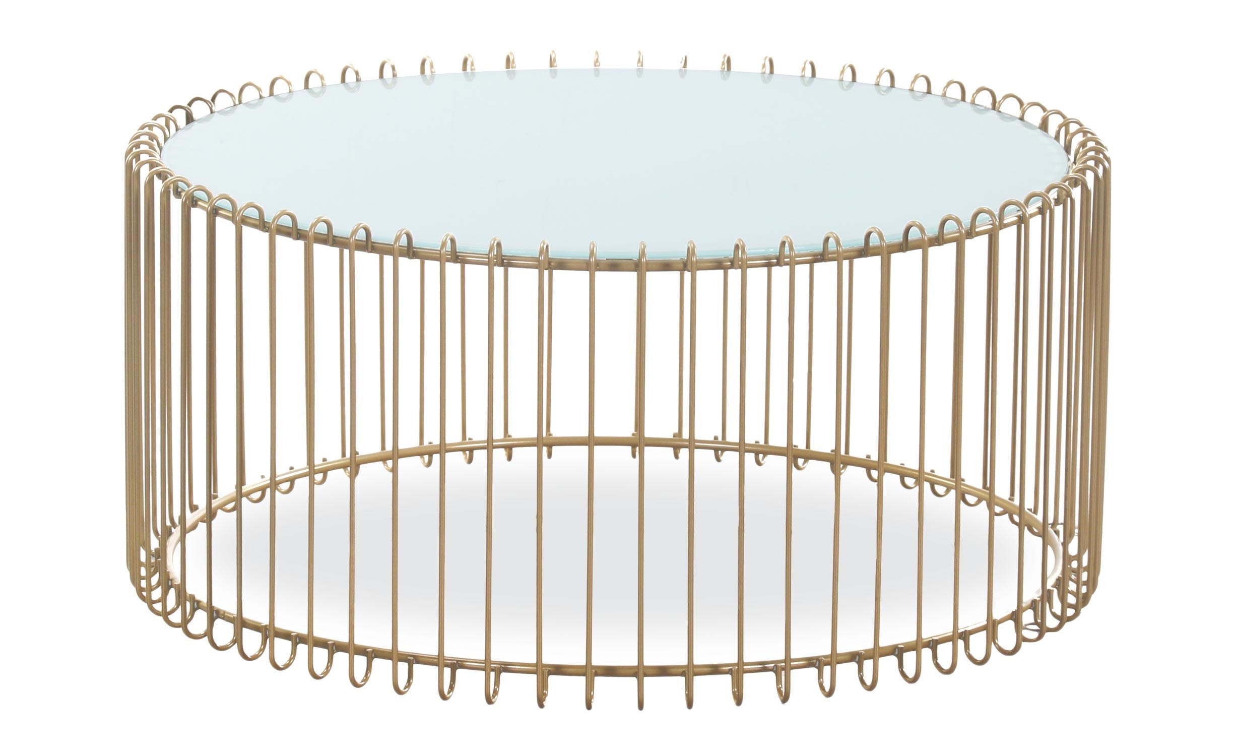 Ensemble de 2 tables basses universe verre blanc et métal or MENZZO