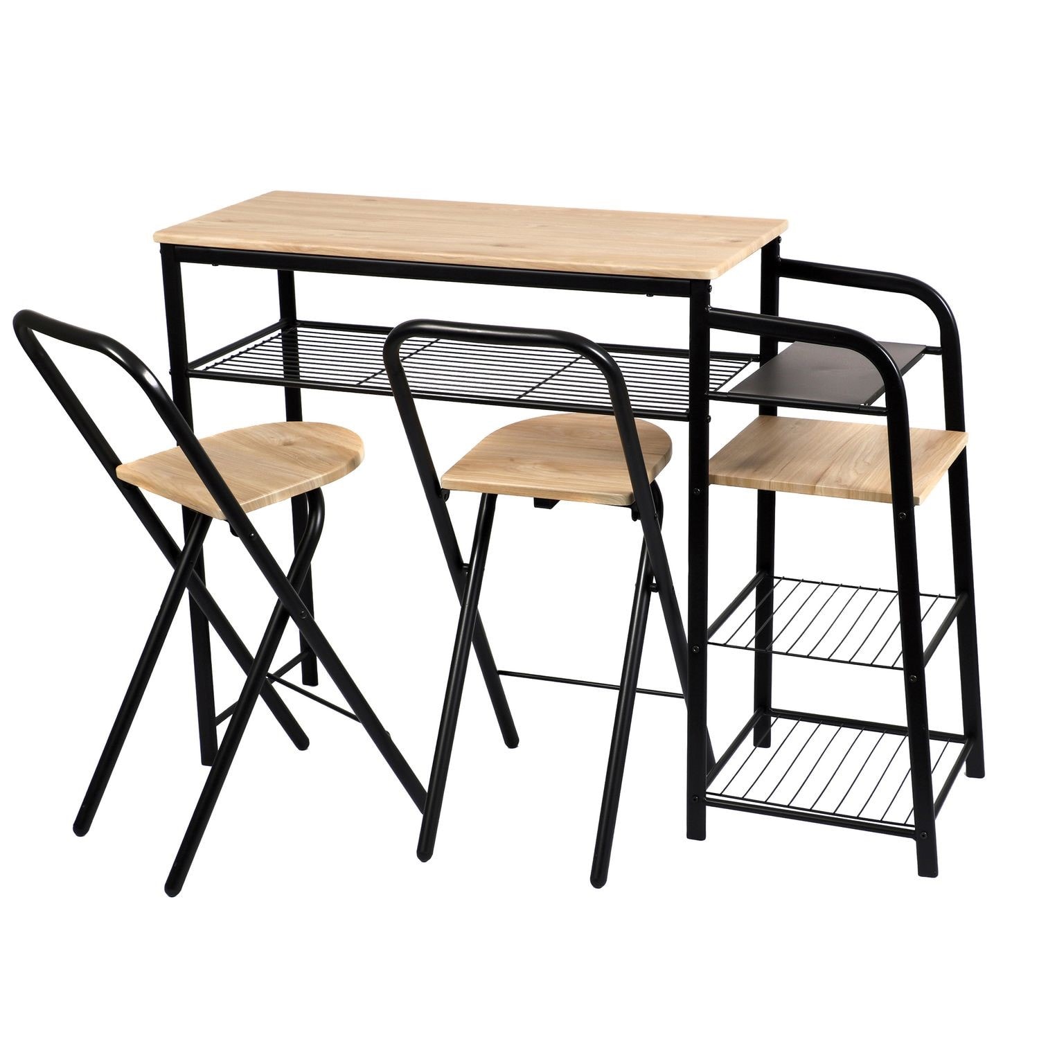 Table de bar et ses 2 tabourets - noir et beige - h. 88,5 cm URBAN ...