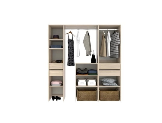 Dressing avec colonnes et tiroirs - décor chene dakota - l 190 x p40 x ...