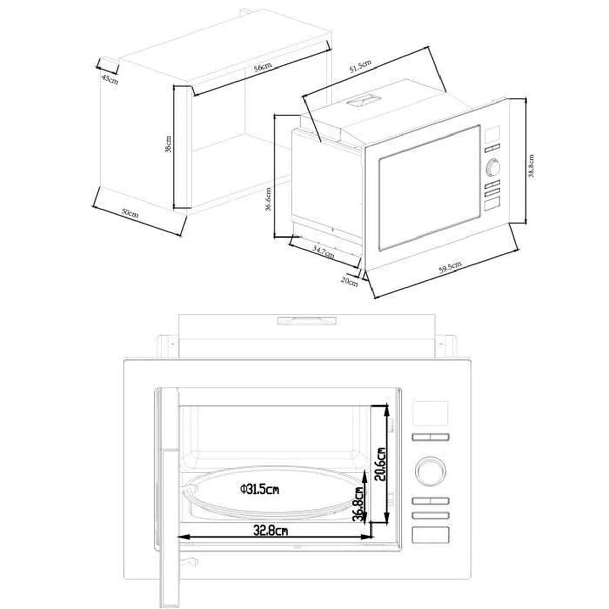 Micro-ondes encastrable - CONTINENTAL EDISON - CEMO25GEB2 - Noir - 25L ...
