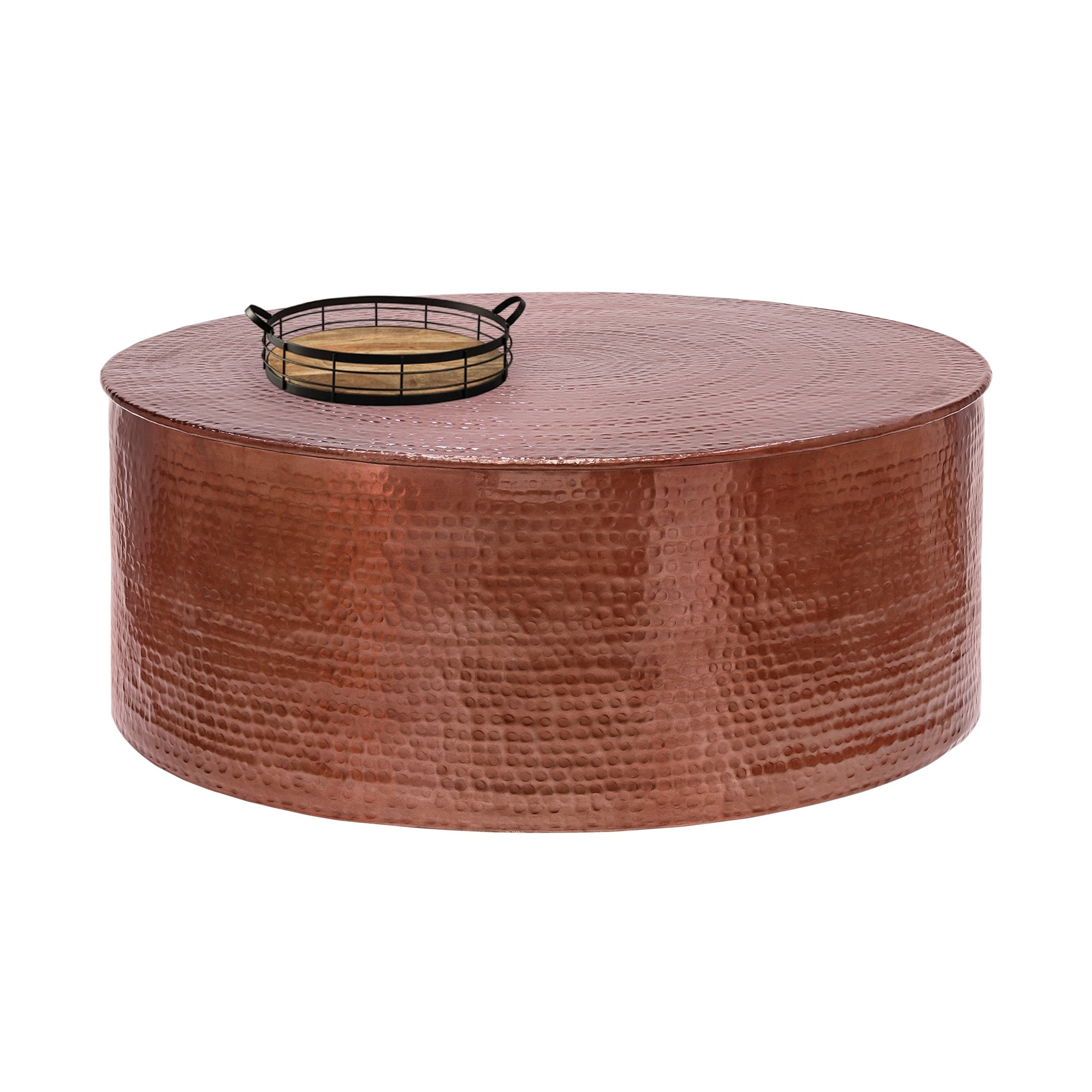 Table basse ø 90x37 cm cuivre en aluminium martelé look womo-design ...