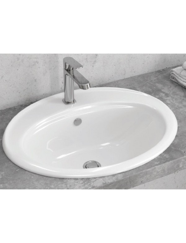 Vasque ovale à encastrer sans trou ravelo 56,5x48x20 cm KARAG
