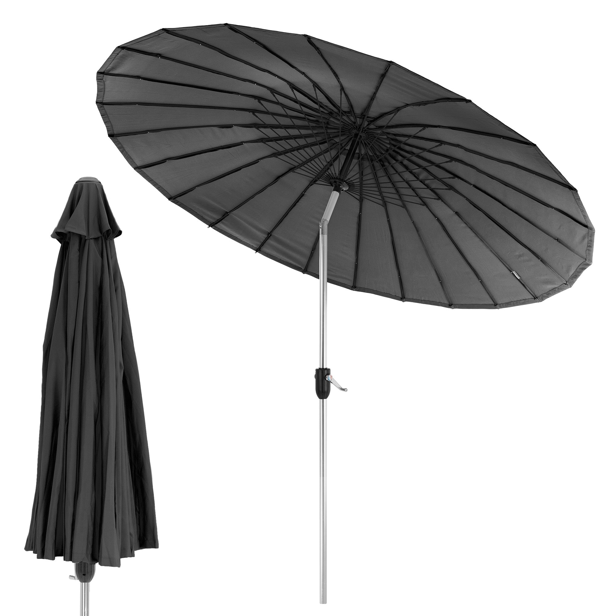 Shanghai parasol noir parapluie à manivelle parasol de jardin ø 270 cm ...