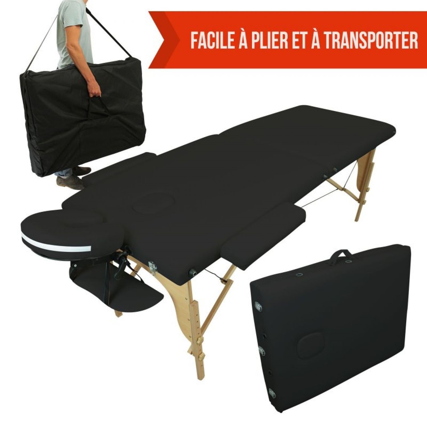 Table De Massage Pliante 2 Zones En Bois Avec Panneau Reiki