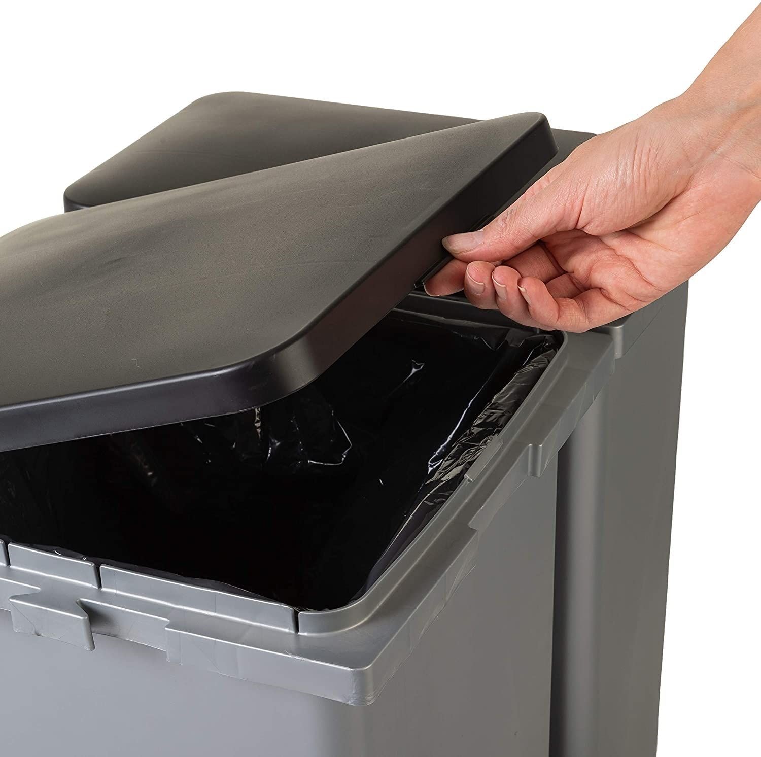 Iris ohyama, lot de 2 poubelles pour tri sélectif, 30 l,clipsable, avec ...