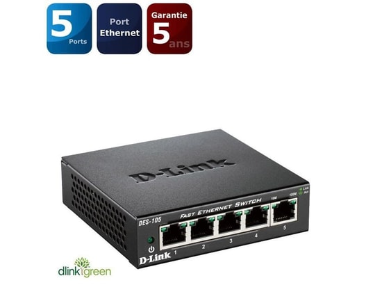 D-link des 105 switch 5 ports boîtier métal DLINK Pas Cher - UBALDI.com