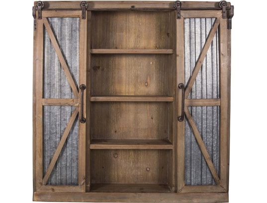 Etagère murale 2 portes coulissantes en bois et zinc ANTIC LINE ...