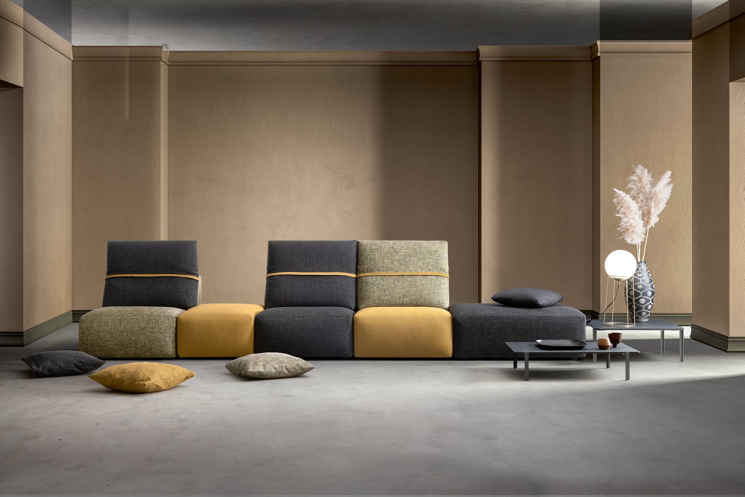 Canapé tissu SAMOA DEEP angle 6 modules zen caliente Pas Cher - UBALDI.com