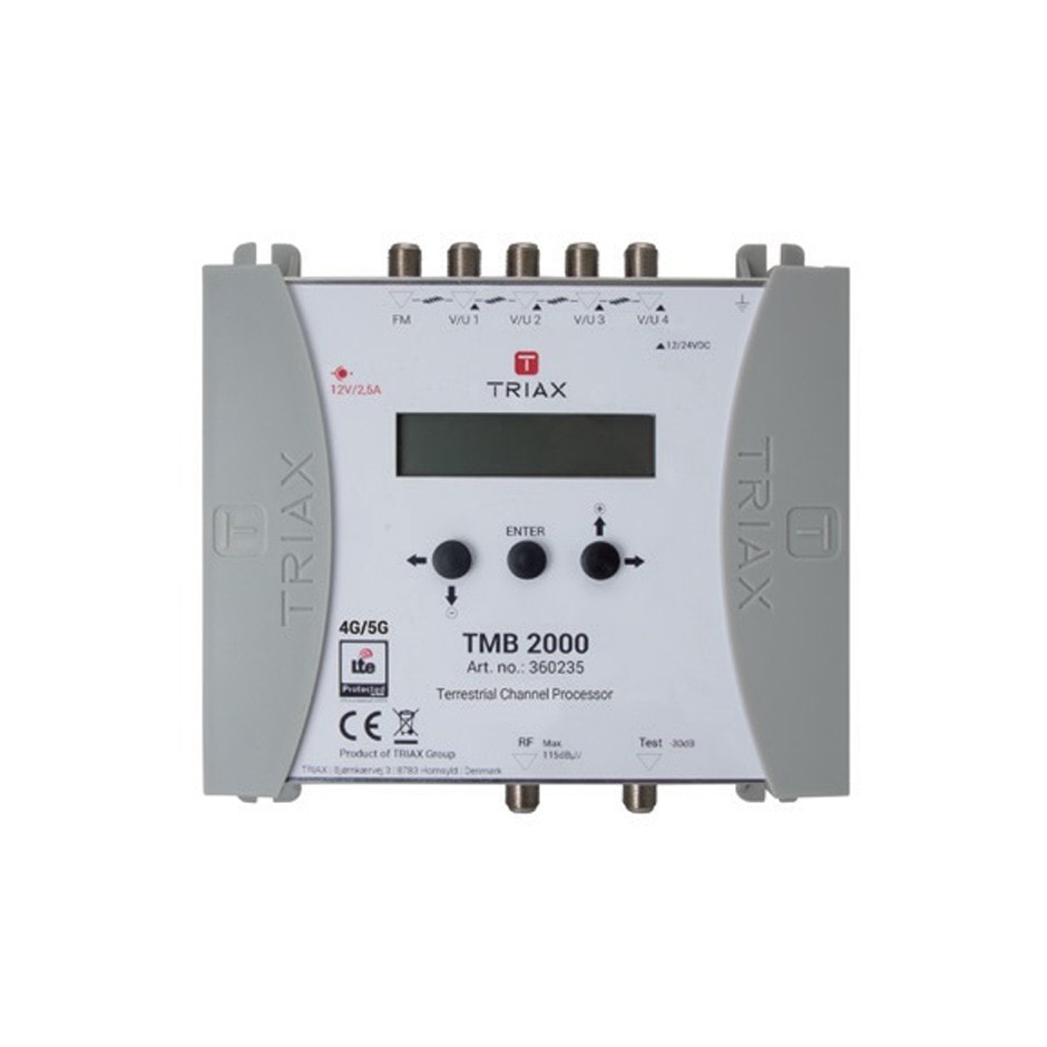 Amplificateur terrestre multibande vhf/uhf fm tmb 2000 - 5 entrées 1 sortie gain uhf 55 db, 12 v ...