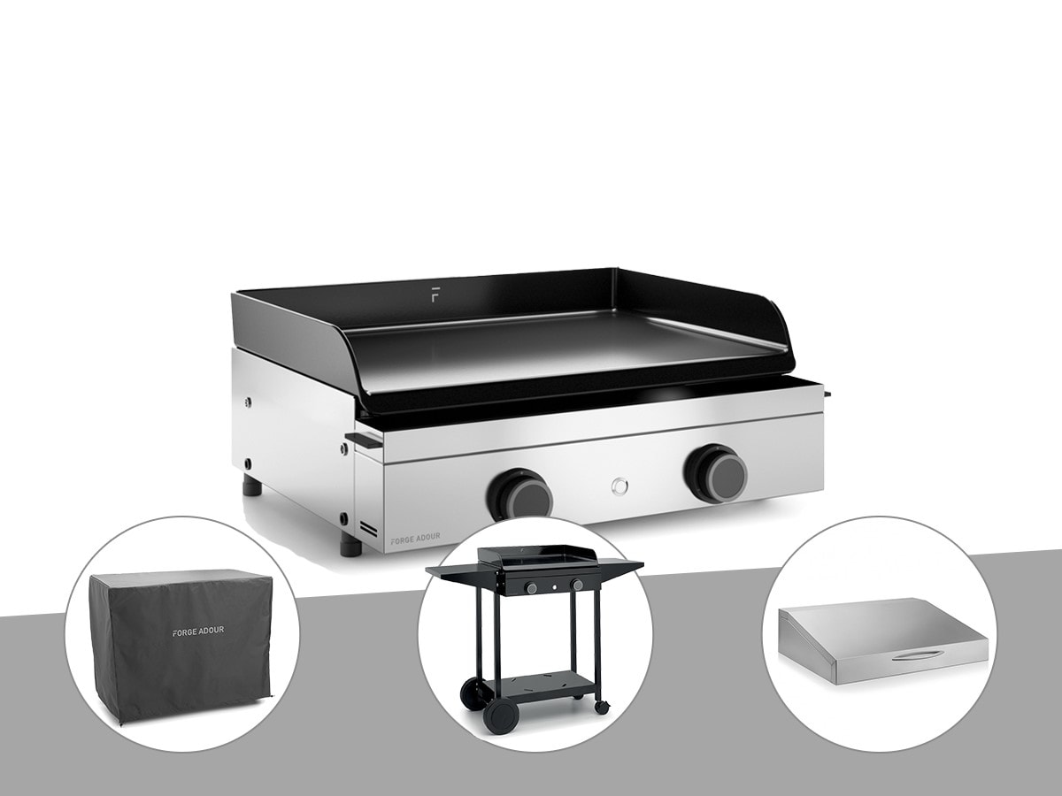 Plancha gaz origin 60 inox avec couvercle, housse et chariot - forge ...