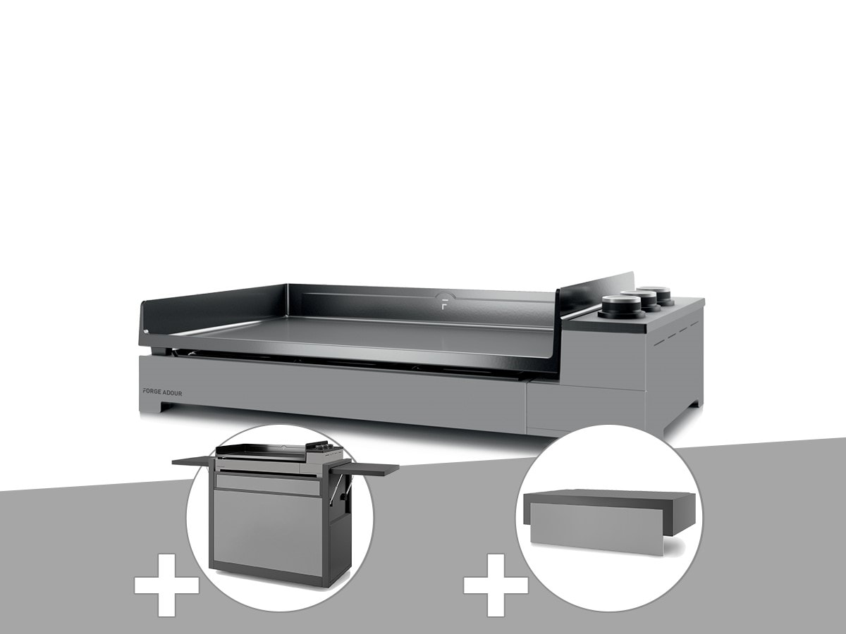 Plancha gaz premium 75 acier avec chariot et couvercle - forge adour ...