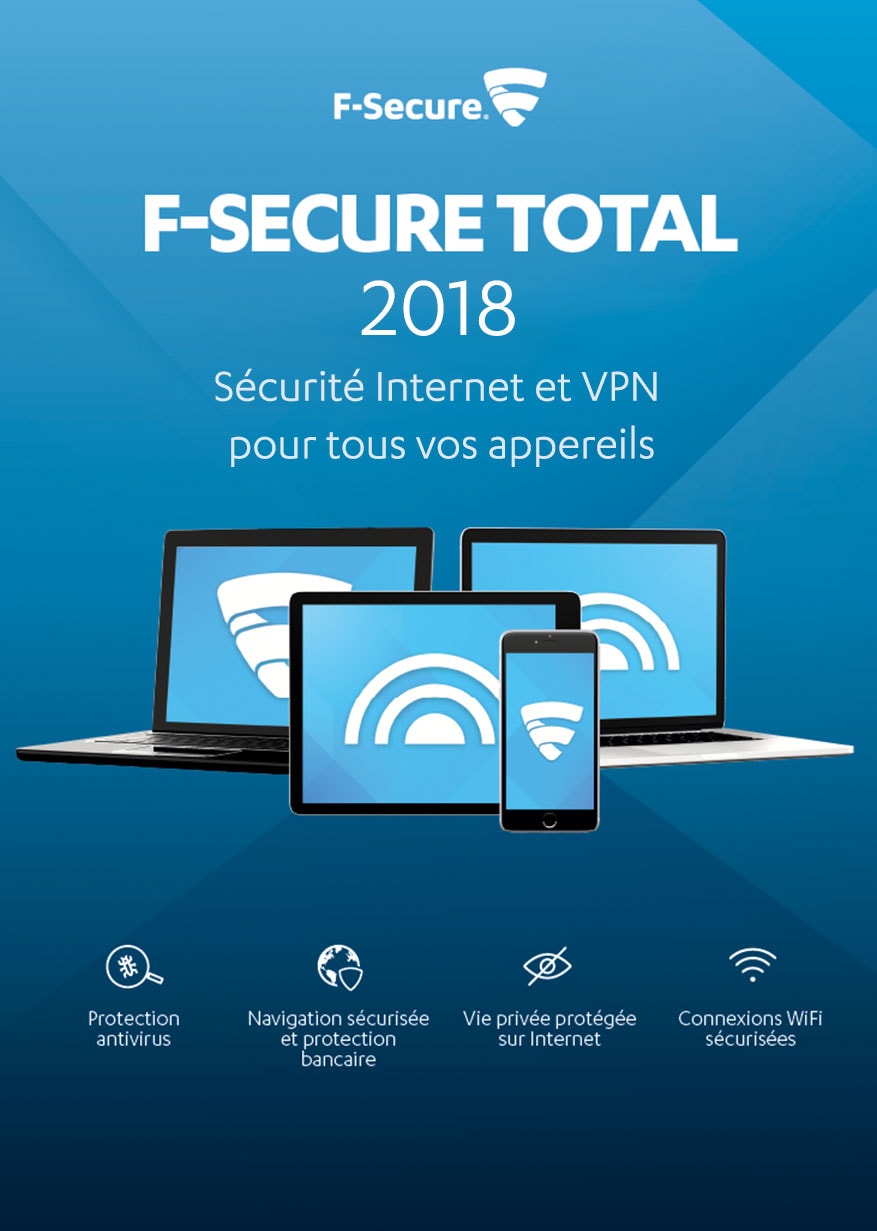 Logiciel Anti-Virus F-SECURE F-Secure TOTAL (1 an / 3 appareils) Pas Cher | UBALDI.com
