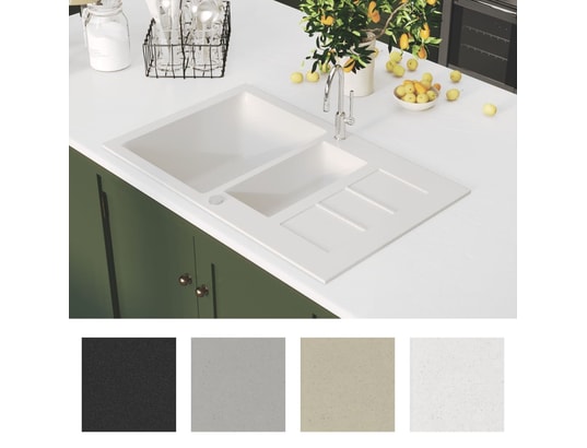 Vidaxl évier de cuisine avec deux lavabos blanc granit VIDAXL Vidaxl évier de cuisine avec deux lavabos blanc granit VIDAXL