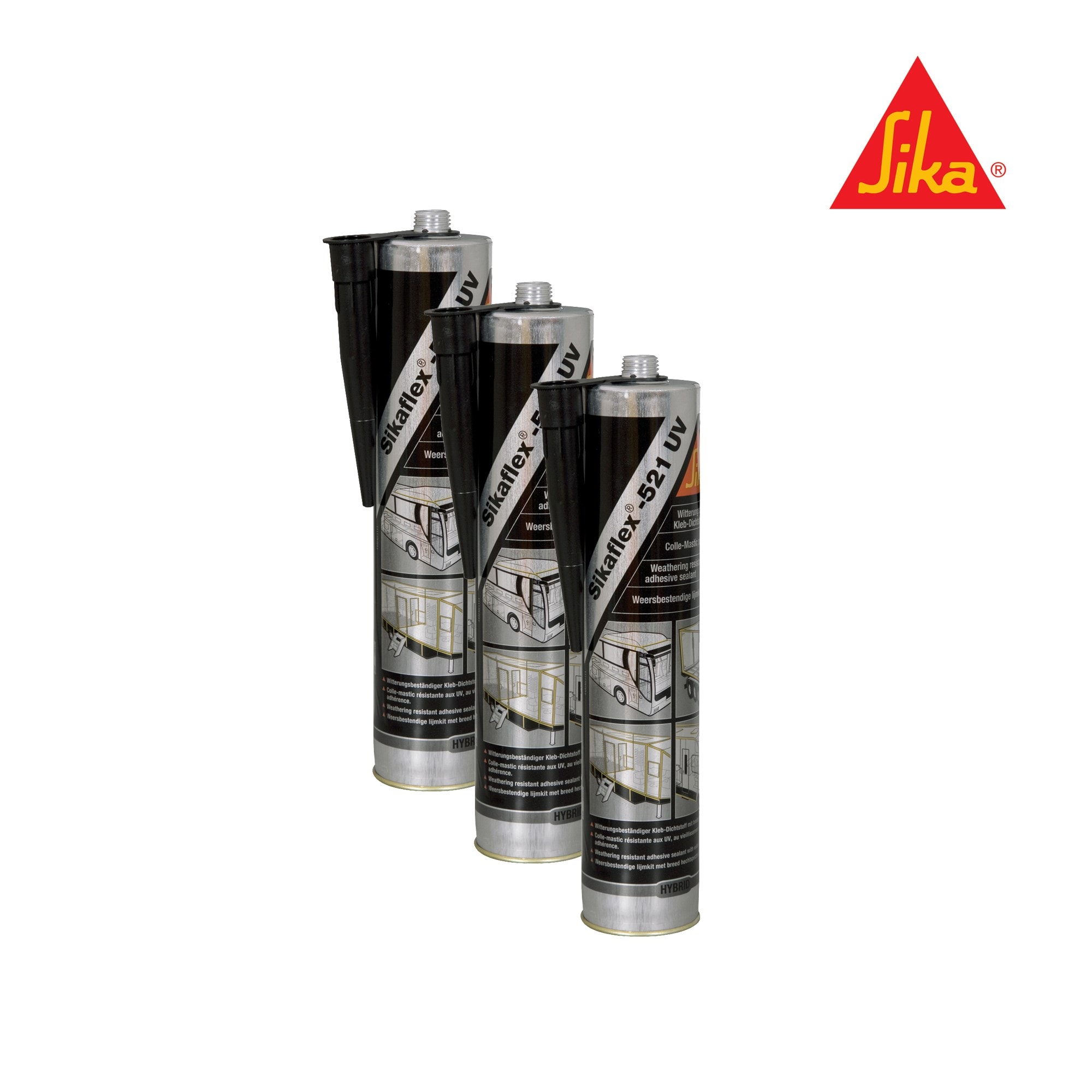 Colle mastic hybride SIKA Sikaflex 521 UV - Noir - 300ml - Lot de 3 SIKA