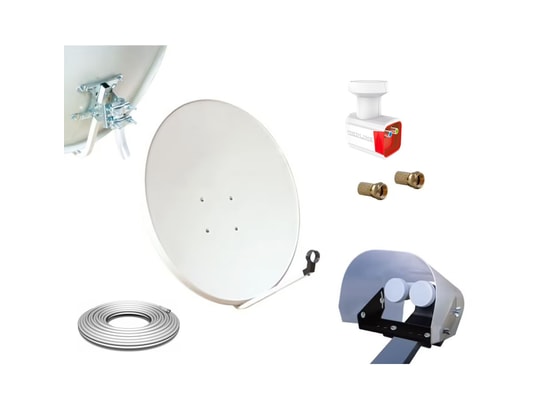 Kit parabole 80cm acier + lnb twin 0,1 db full hd + protection lnb anti ...