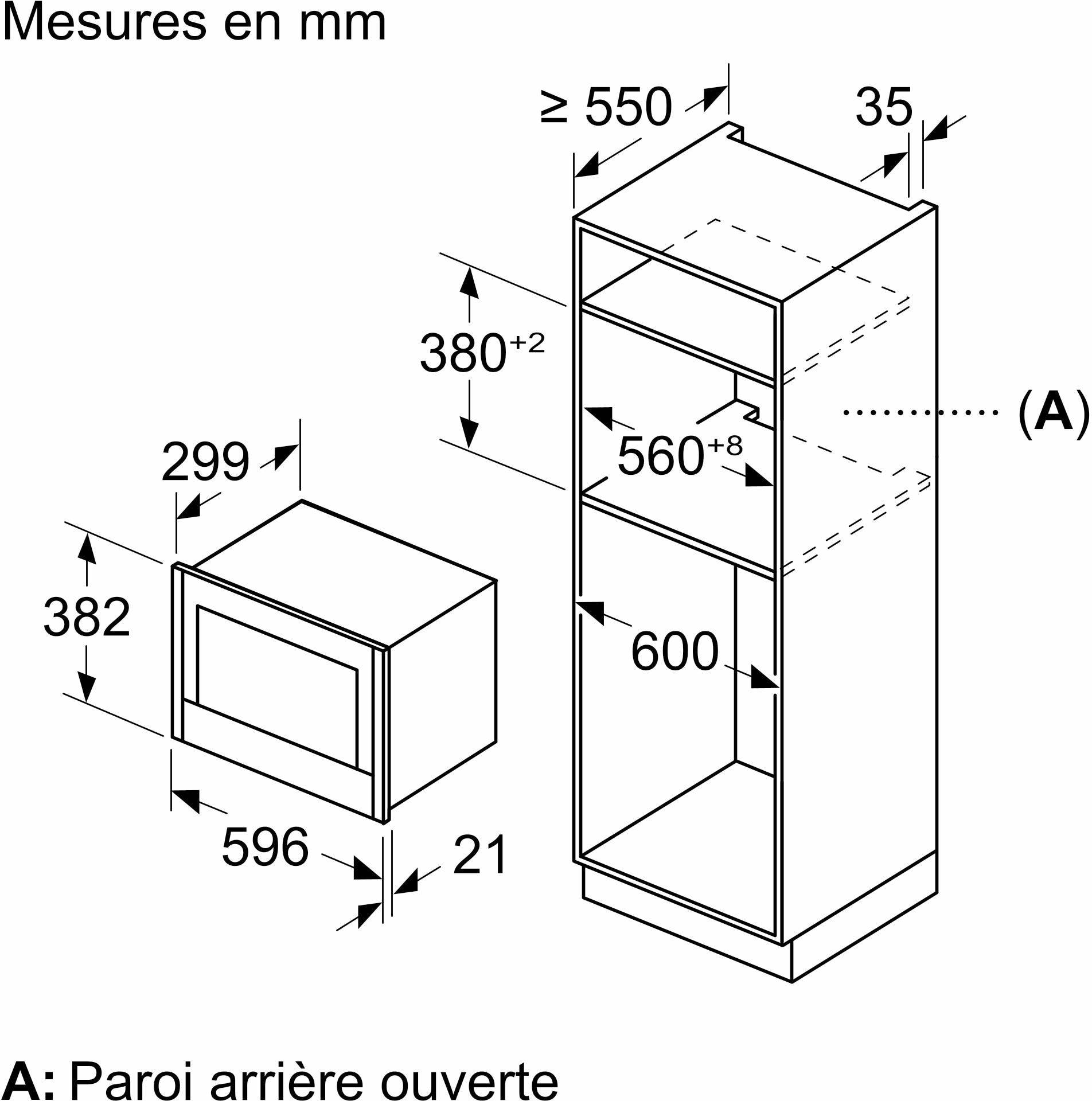 Micro ondes Encastrable NEFF NL4WR21N1, N70, 21 litres, Niche de 38 cm ...