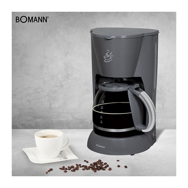 Cafetière 12-14 tasses 1,5l bomann ka 183 cb gris BOMANN