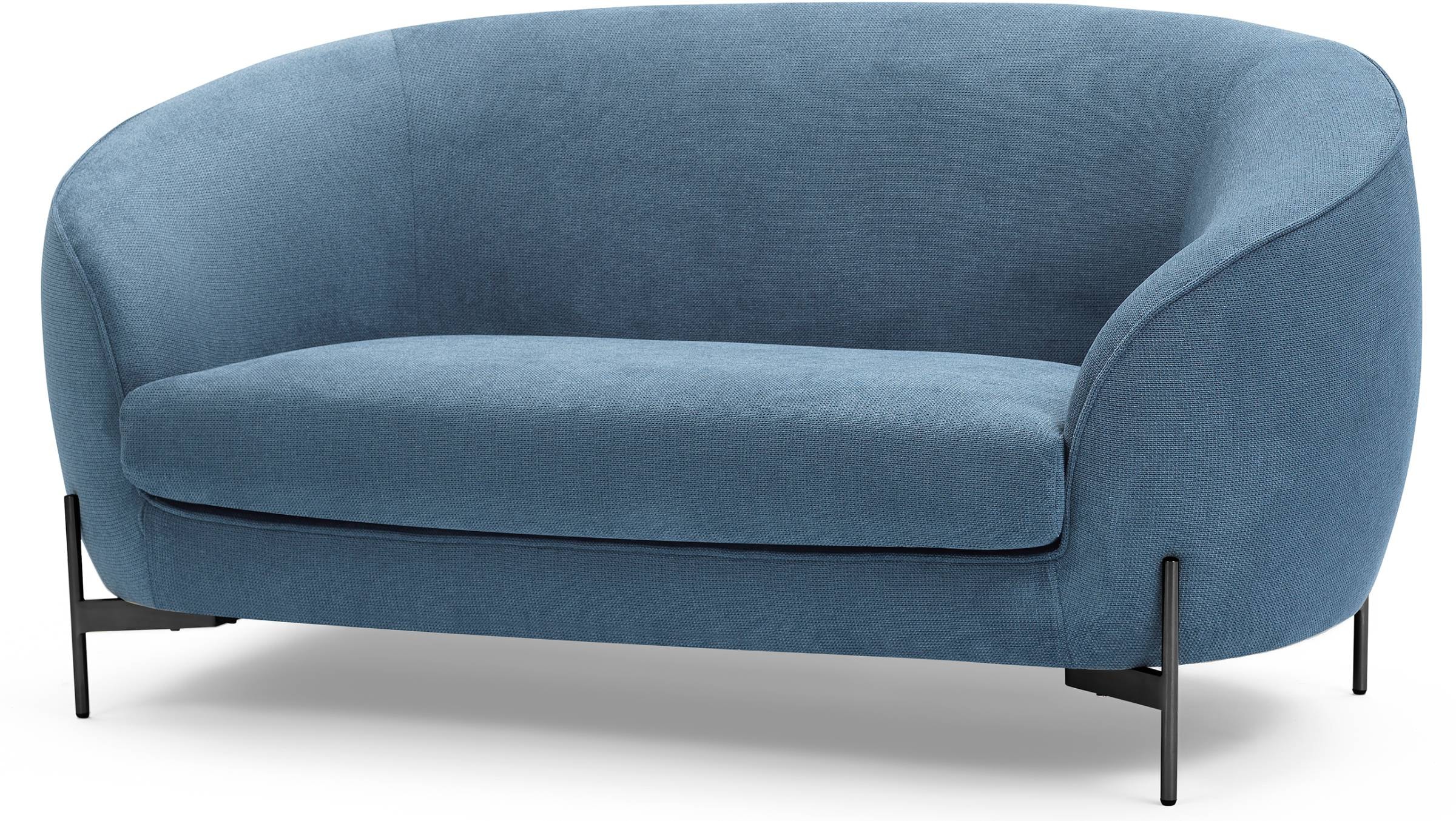 Canapé tissu PRO LIVING Canapé Moon tissu soft Bleu Pas Cher - UBALDI.com