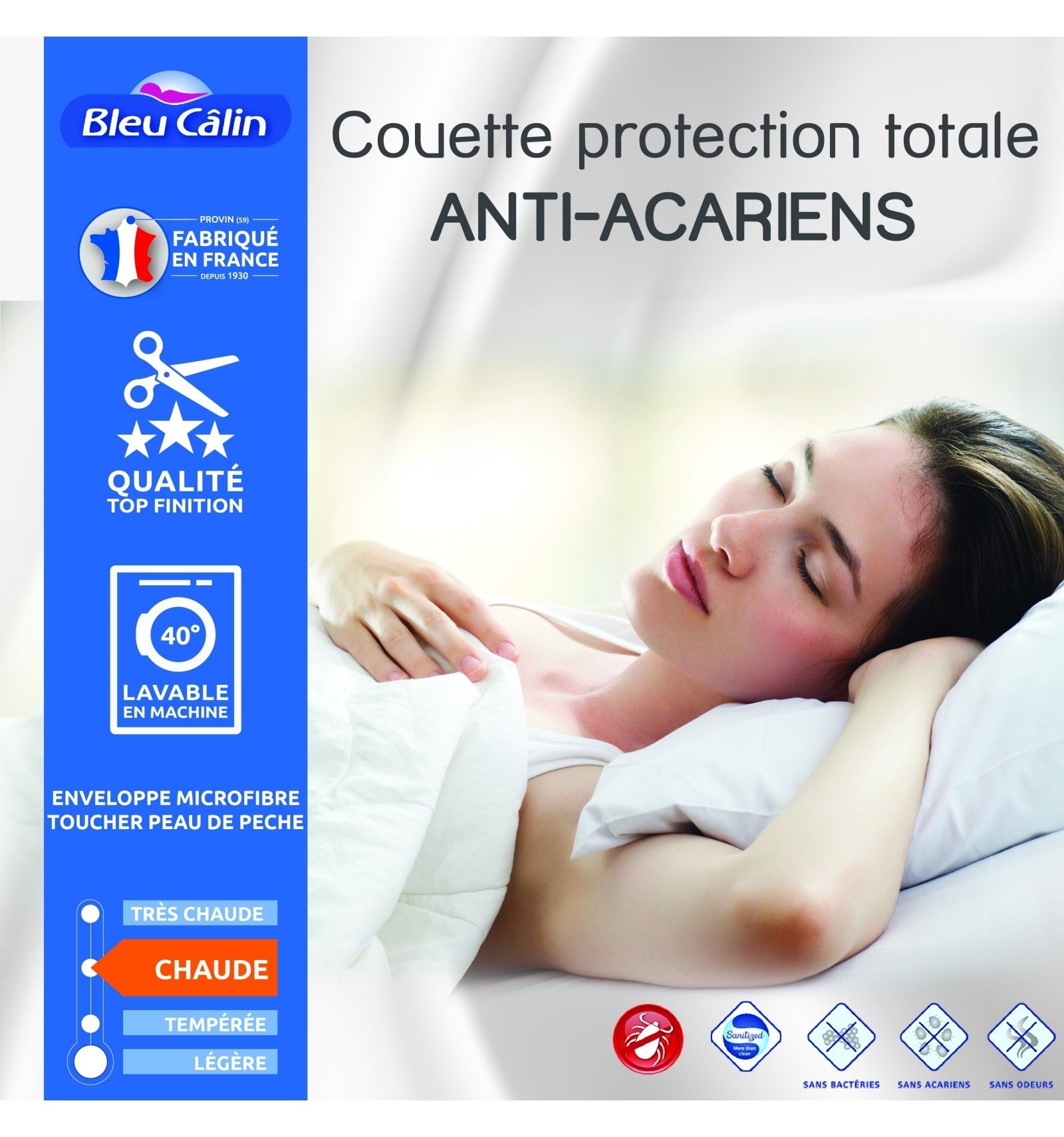Couette protection totale anti acariens 400 gr/m² 140 x 200 cm pour lit ...