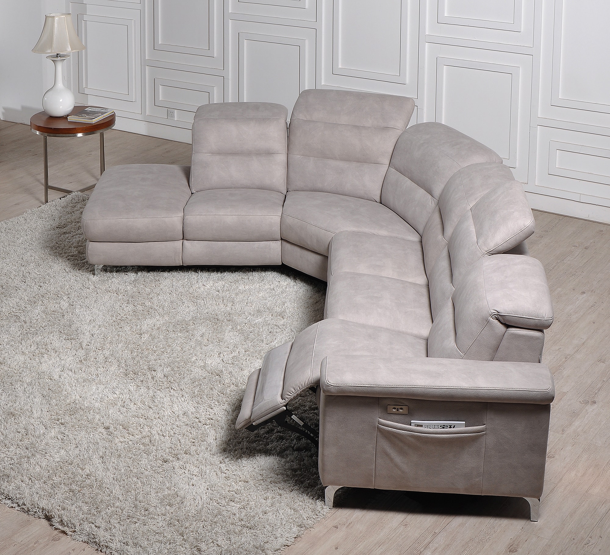 Canapé microfibre UB DESIGN Costa 5 places + pouf 1 relax gauche gris ...