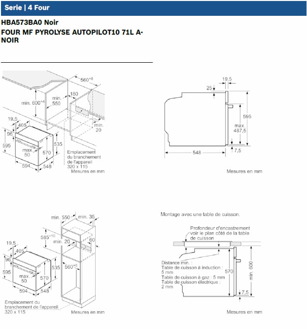 BOSCH HBA573BR0 Série 4, 71 litres, AutoPilot Pas Cher - Four ...