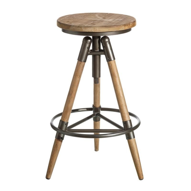 Tabouret de bar rond Métal/Bois - LOOK - L 42 x l 42 x H 69 TOUSMESMEUBLES