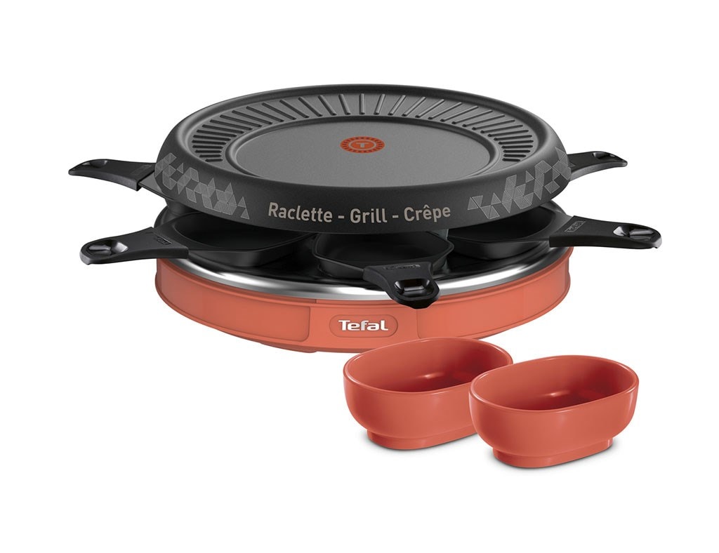 Tefal Raclette Grill Crêpe Twist Noir Corail 850W 6 Personnes RE128001 ...
